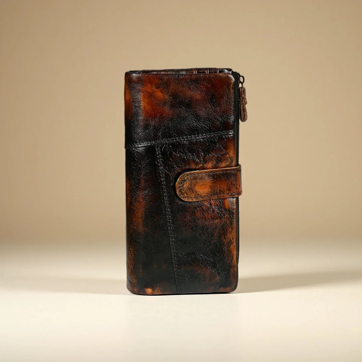 Long Bifold Leather Wallet with Detachable Insert and Coin Pouch